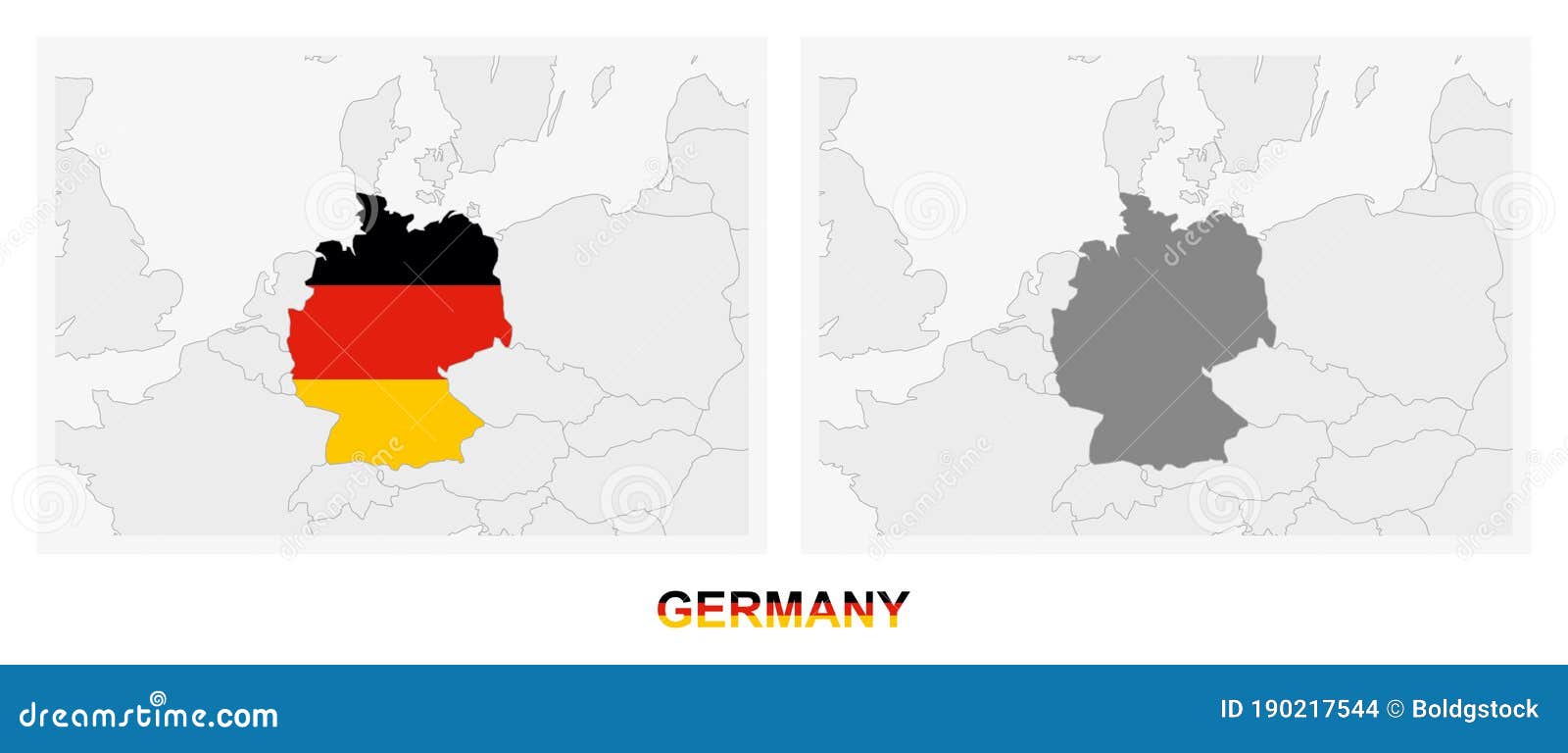 Two Versions of the Map of Germany, with the Flag of Germany and ...