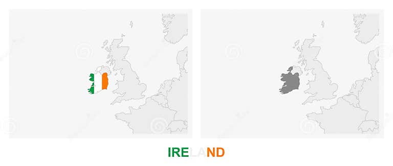 Two Versions of the Map of Ireland, with the Flag of Ireland and ...