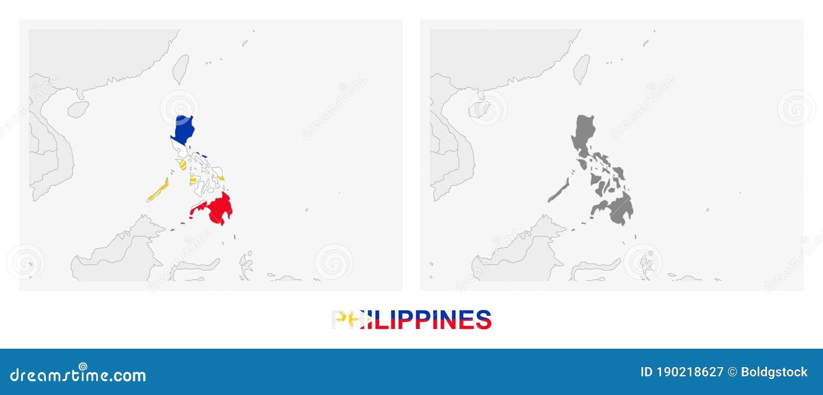 3 Versions Of Philippines Map City Vector By Thin Black Outline ...