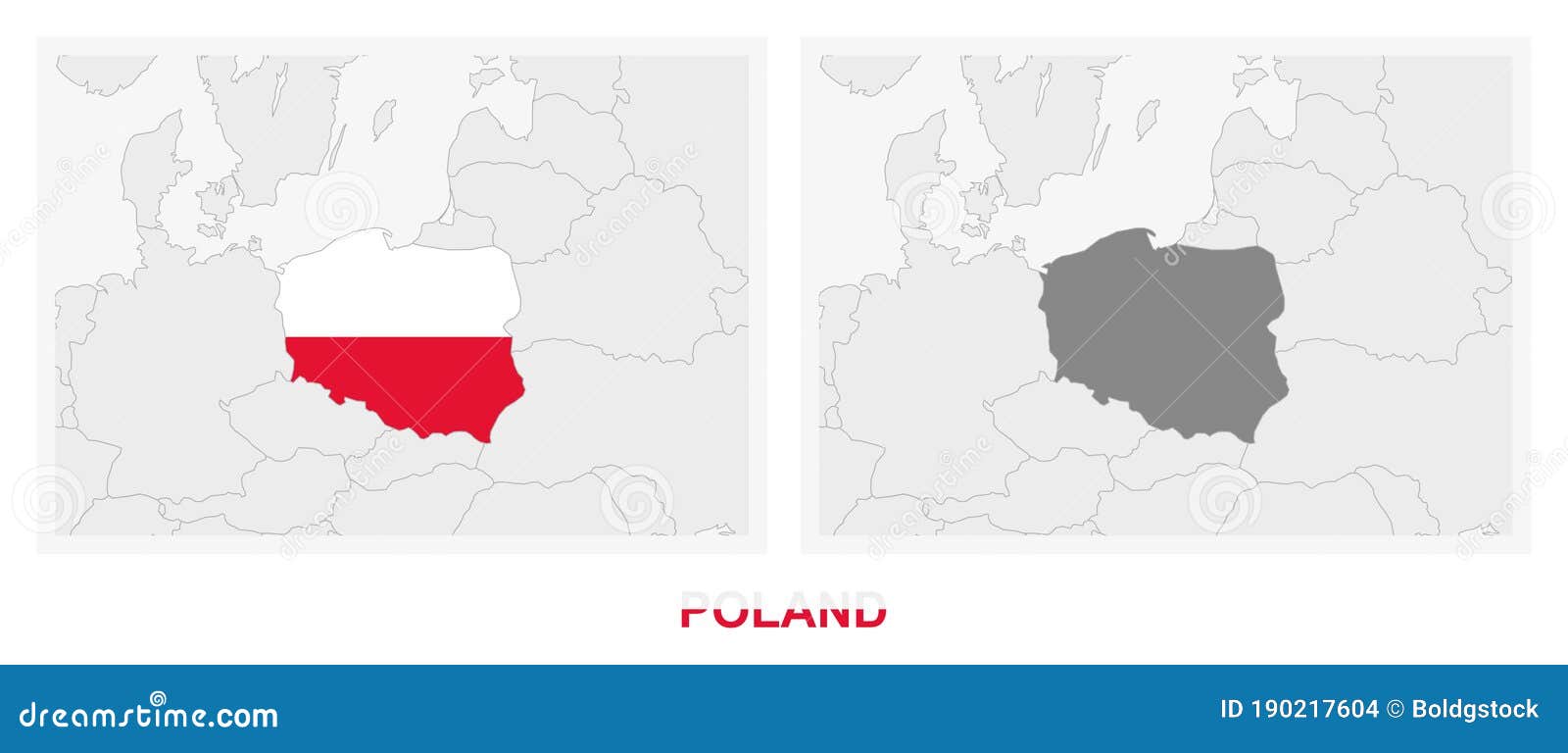 Two Versions of the Map of Poland, with the Flag of Poland and ...