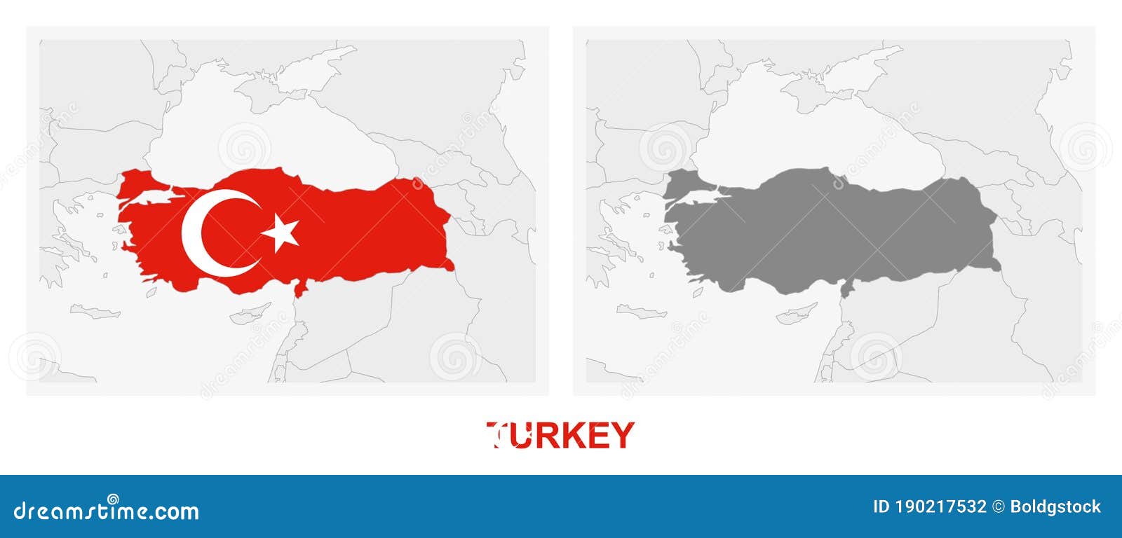 Two Versions of the Map of Turkey, with the Flag of Turkey and ...