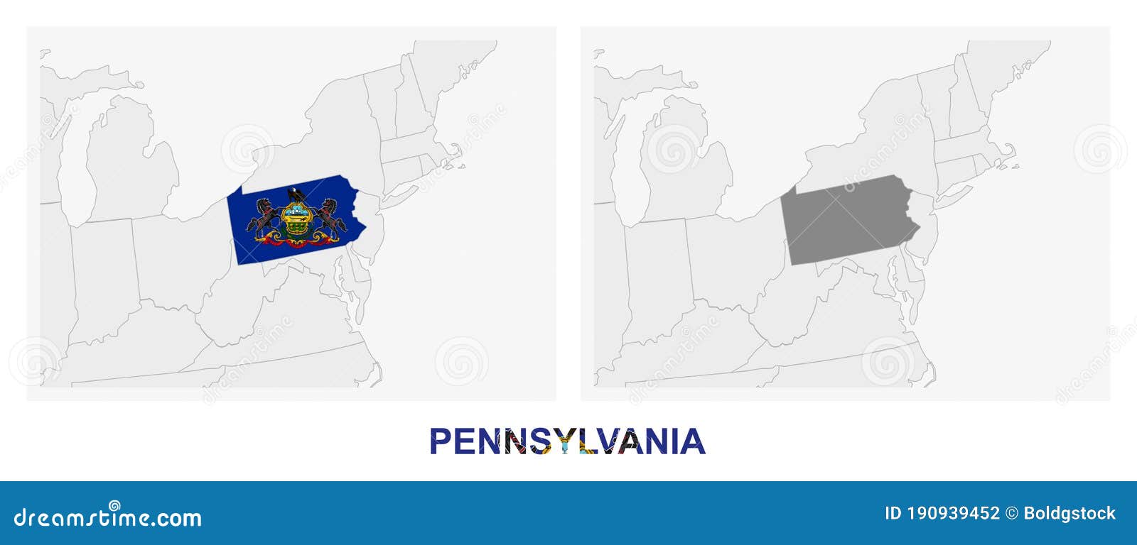 Pennsylvania Grey Vector Outline Map | CartoonDealer.com #133819007