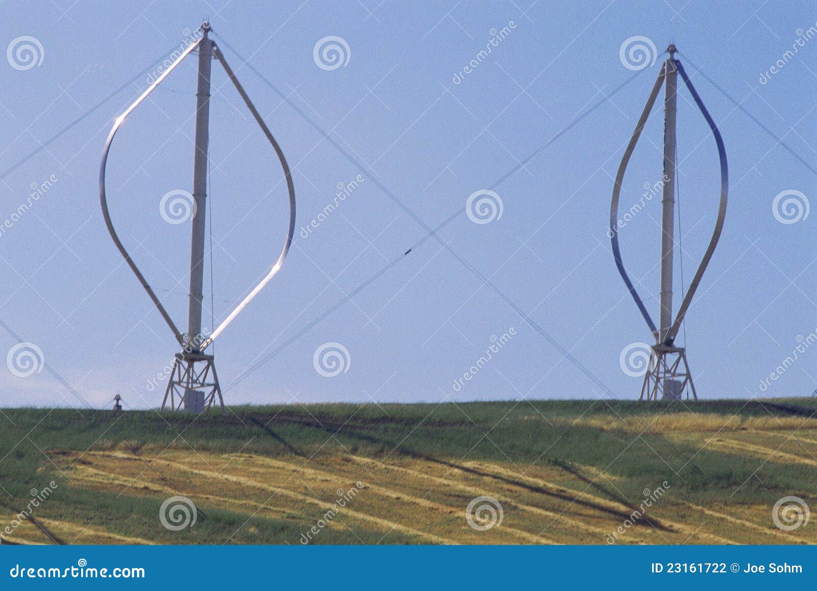 Two Vertical-axis Wind Turbines Stock Photo - Image of windmill ...