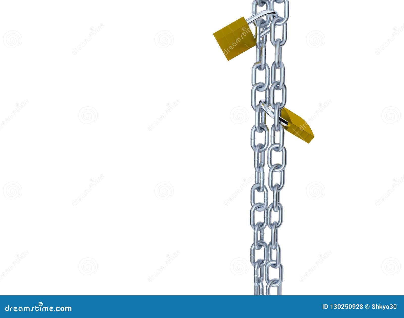 Two Vertical Metal Chains Locked with Two Padlocks Stock Illustration ...