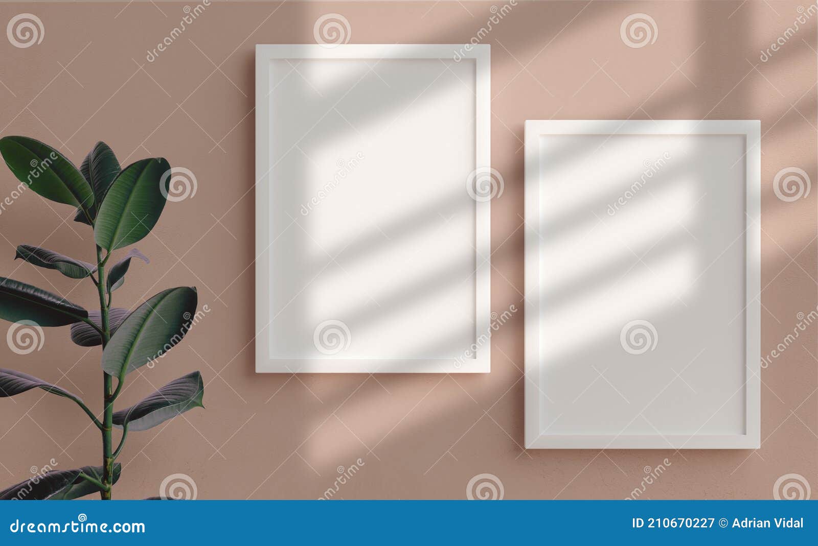 Two Vertical Picture Frames Mockup In White Hanging On The Wall In 3D ...