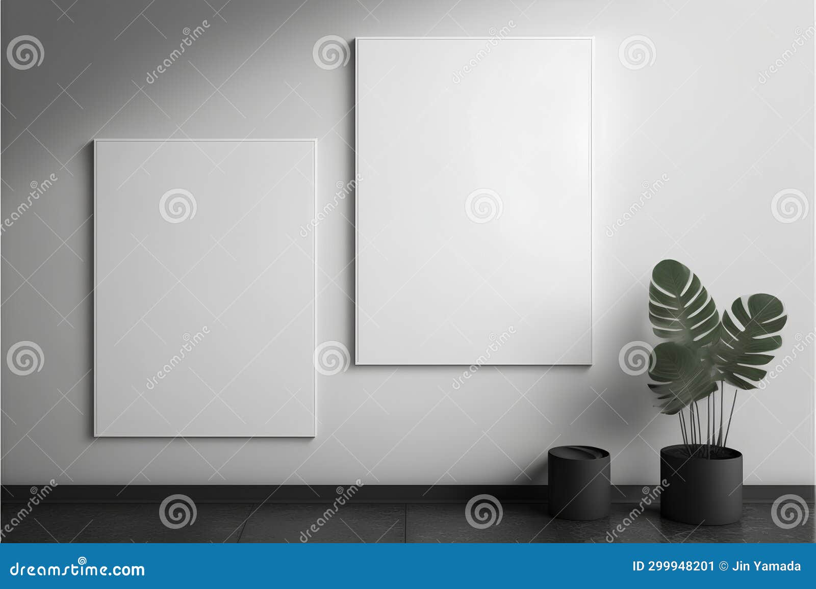 Two Vertical Posters in the Interior of the Room. 3d Render Stock ...