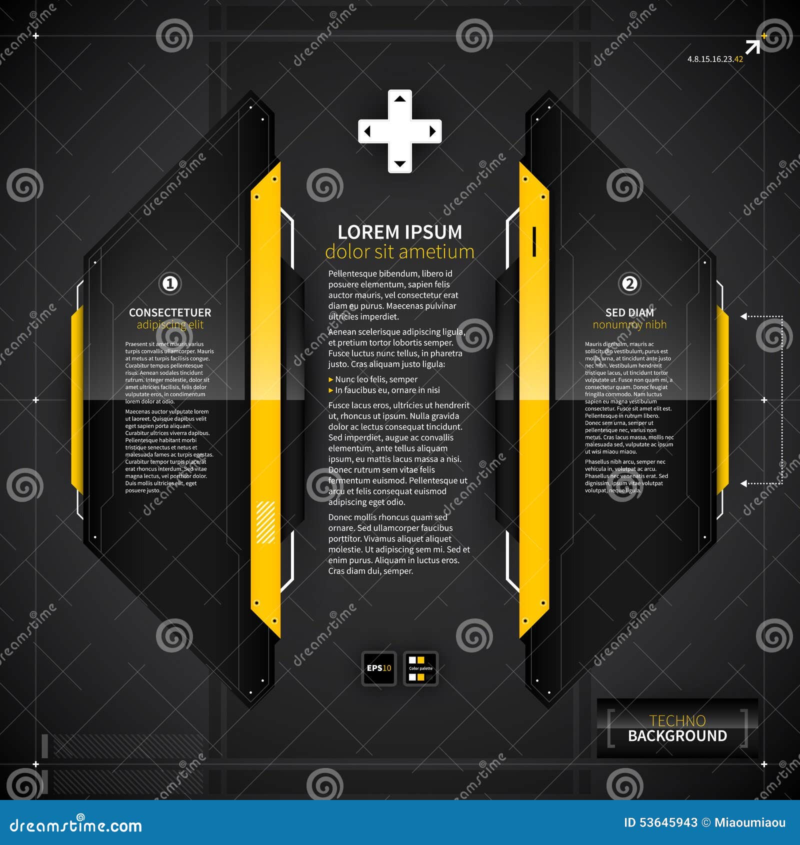 Two Vertical Techno Options with Numbers and Text. Stock Vector ...