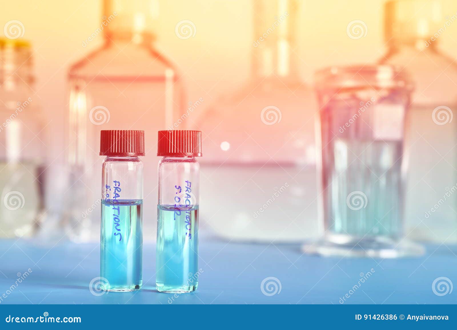 Two Vials with Liquid Samples and Histopathology Tools As a Back Stock ...