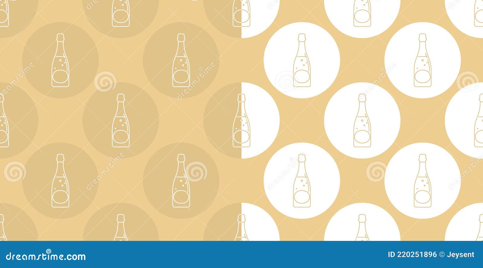 Two View Seamless Pattern of Bottle of Champagne in Flat Style in Form ...