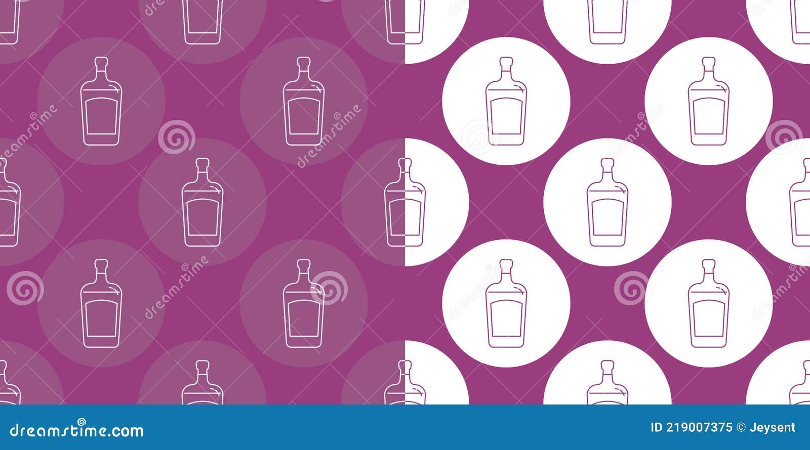 Two View Seamless Pattern of Bottle of Liquor in Flat Style in Form of ...