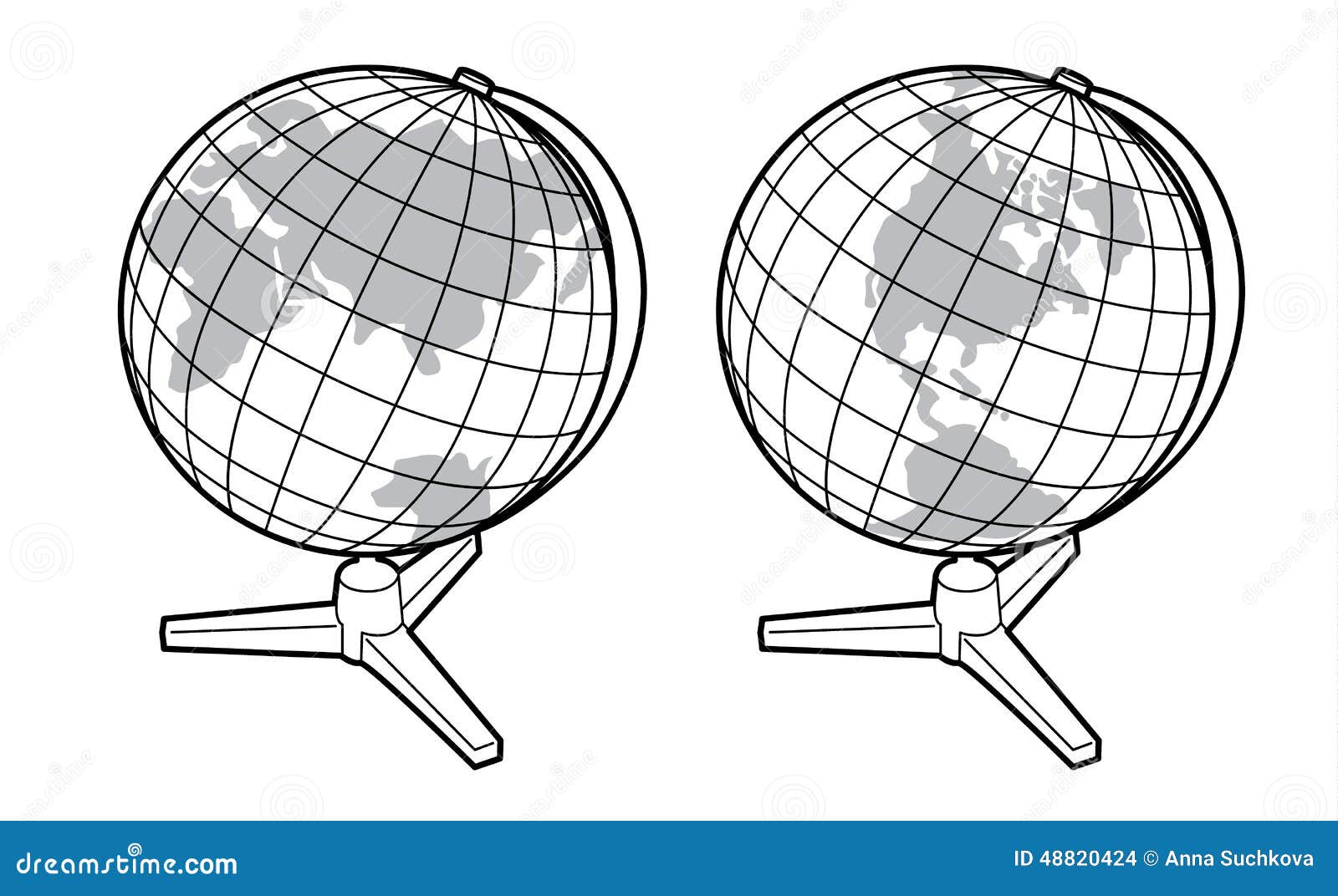 Two Views of the Earth Globe Stock Vector - Illustration of collection ...