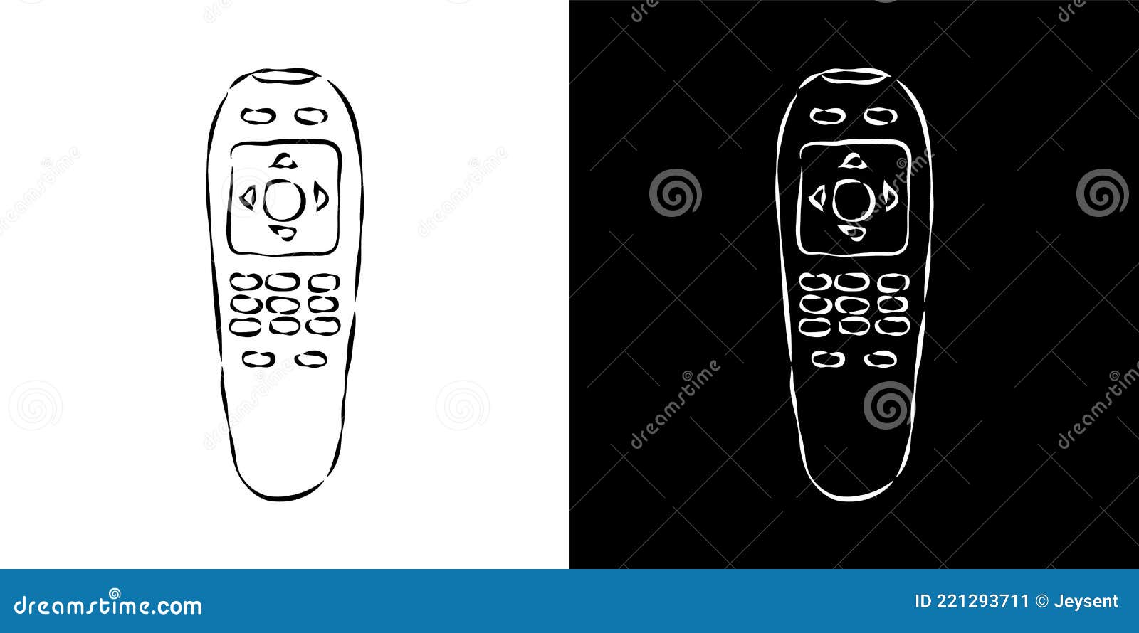 Two Views Hand Remote Control. Hand Drawn Illustration on White and ...