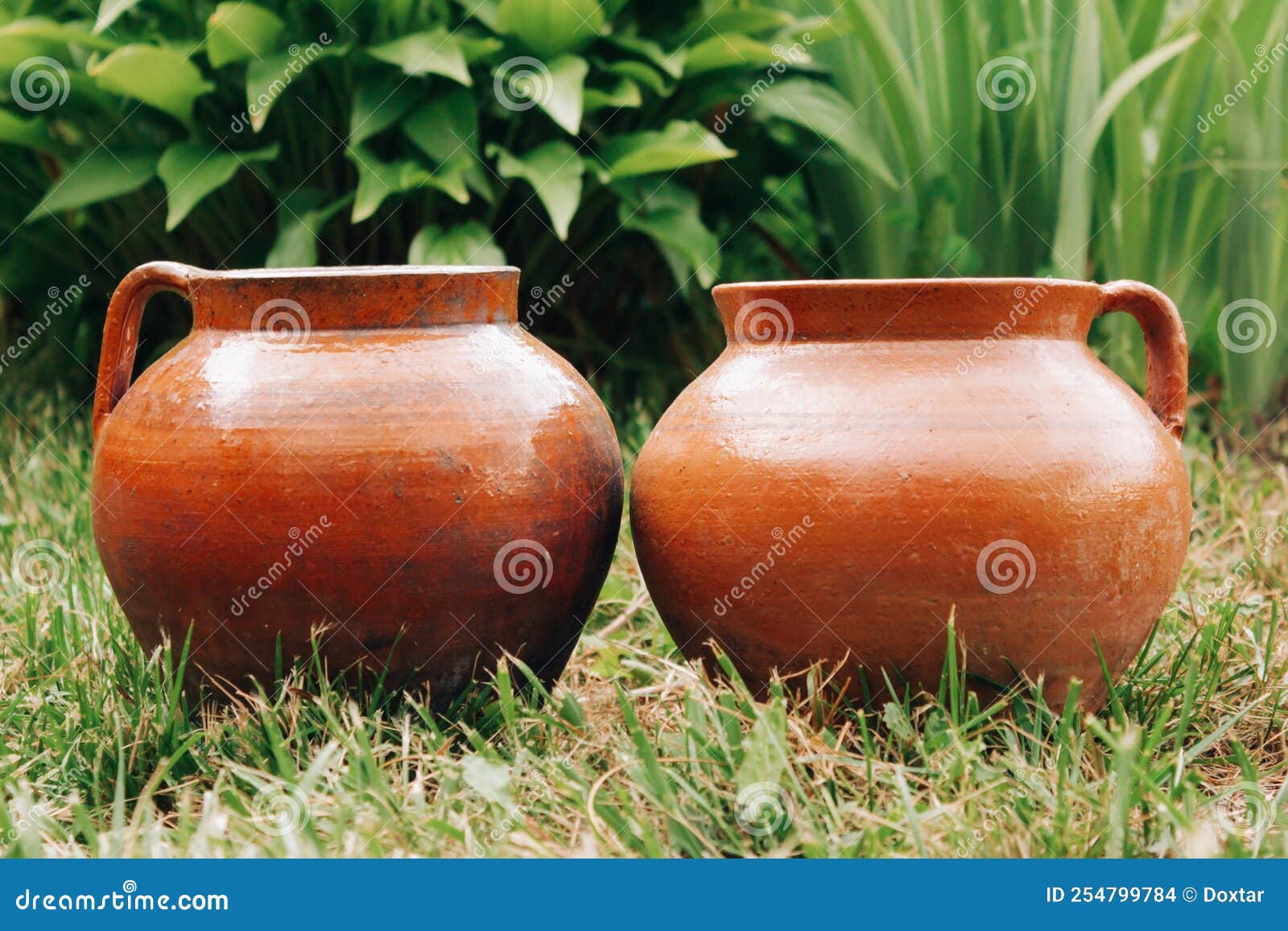 Two Vintage Ceramic Clay Pots Stock Photo - Image of decoration ...