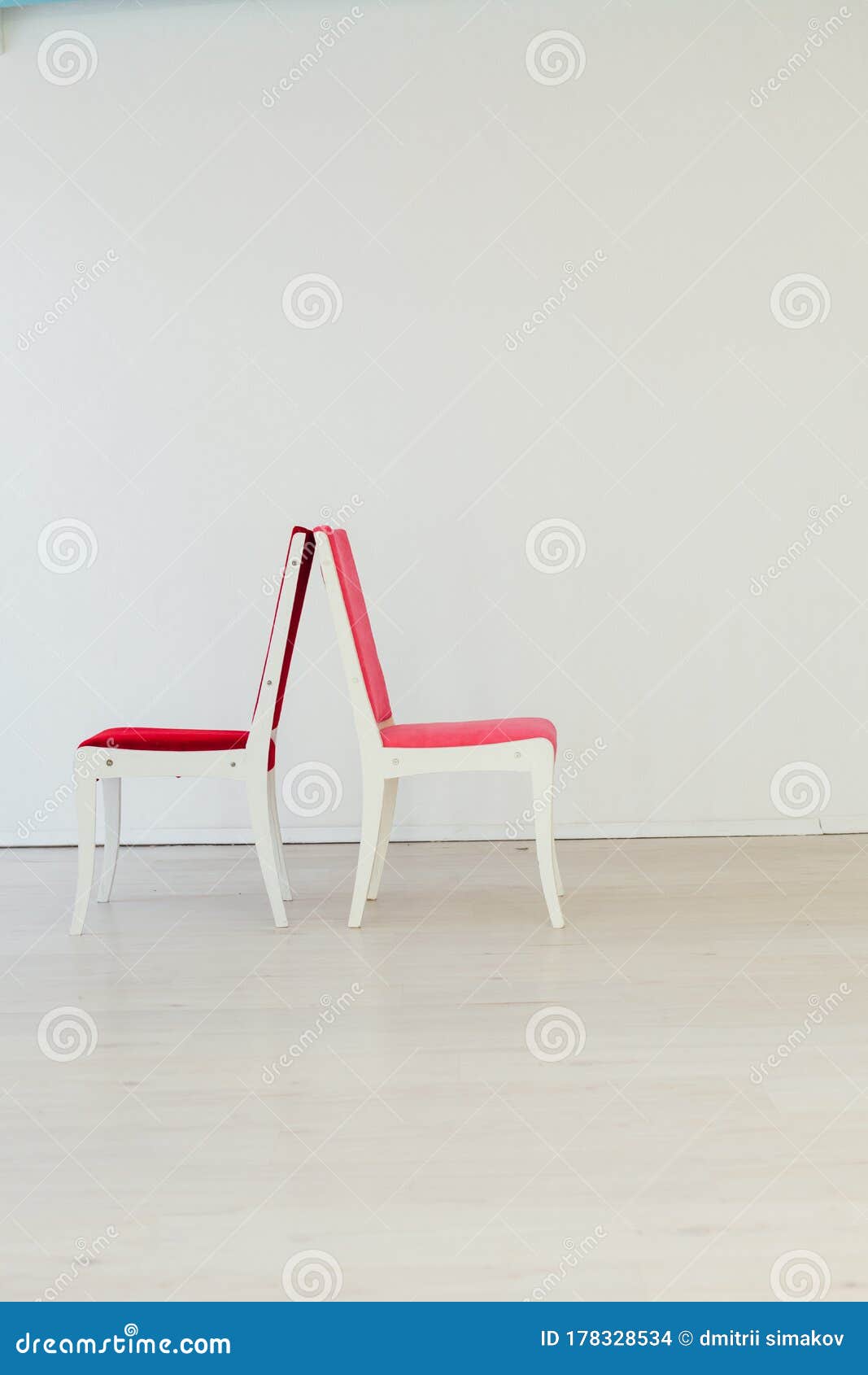 Two Vintage Chairs in the Interior of an Empty White Room Stock Photo ...