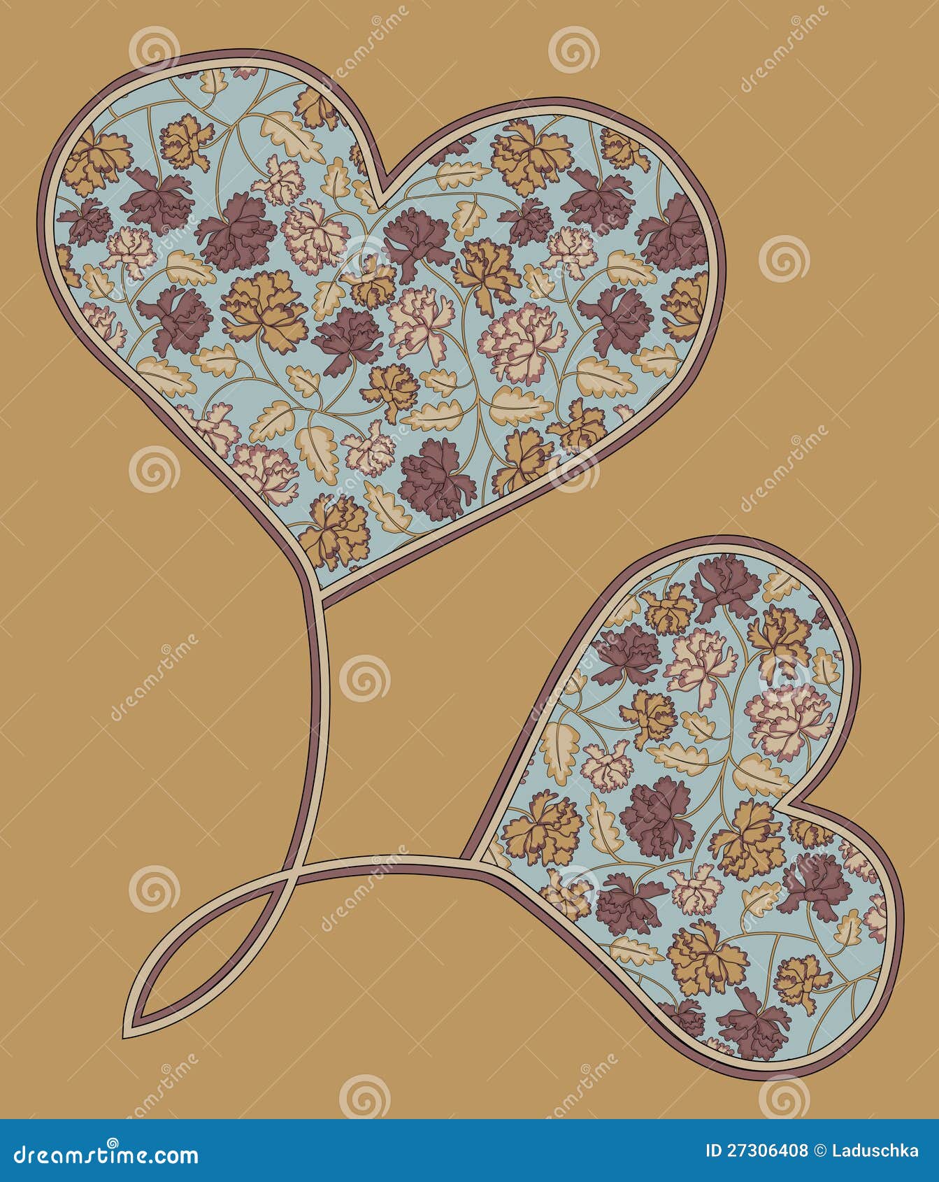 Two vintage hearts stock vector. Illustration of heart - 27306408