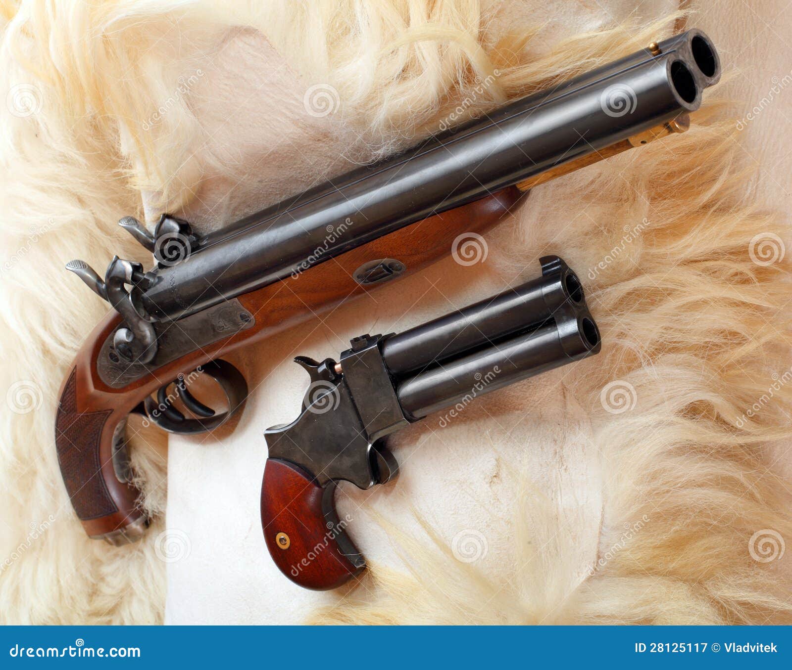 Two Vintage Large-bore Pistols. Stock Image - Image of hunting, handgun ...