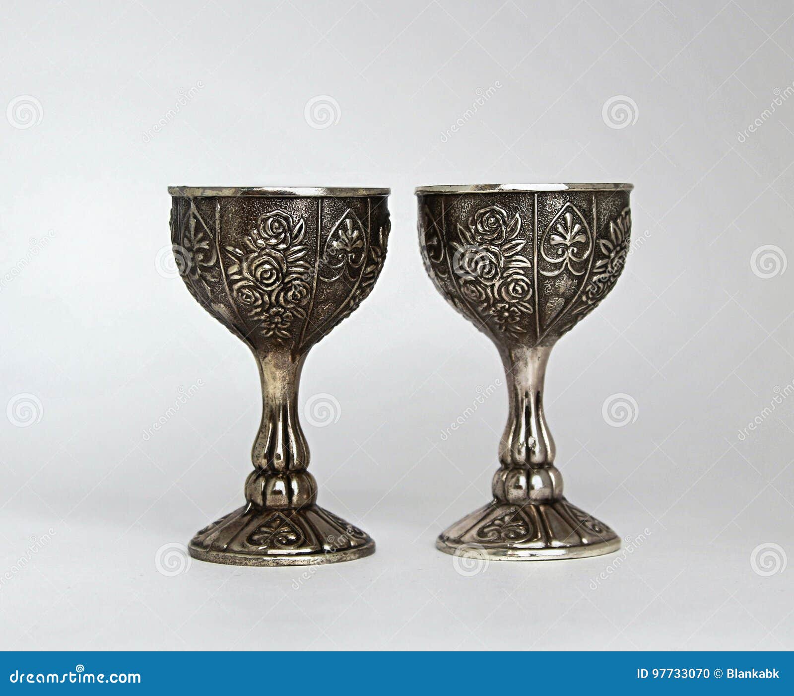 Two vintage metal Cups stock photo. Image of grail, metal - 97733070