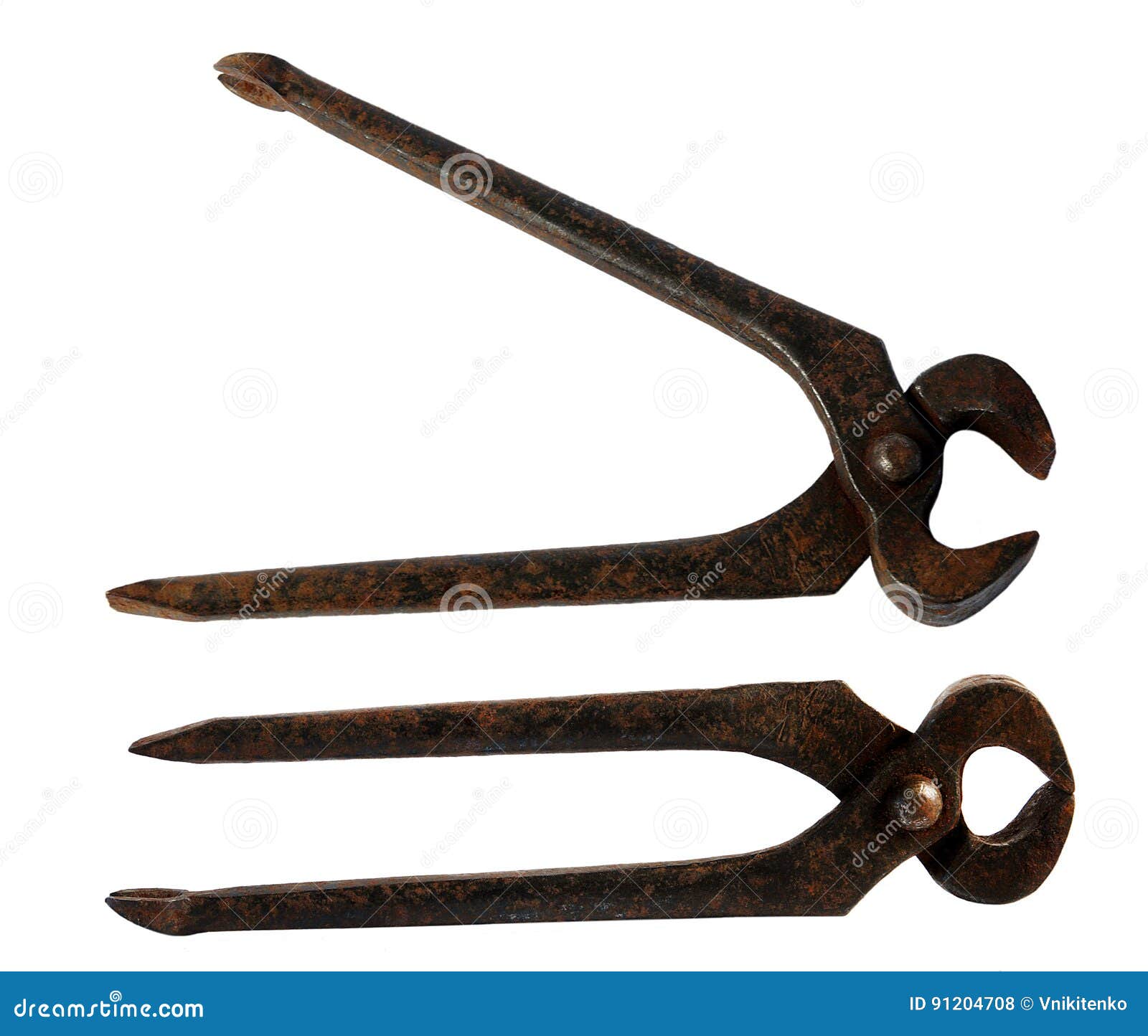 Two Vintage Pincers on White Stock Photo - Image of iron, pincers: 91204708