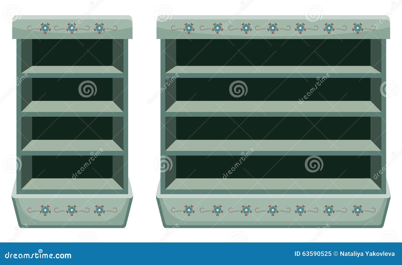 Two Vintage Racks with Empty Shelves. Vector Illustration Stock Vector ...