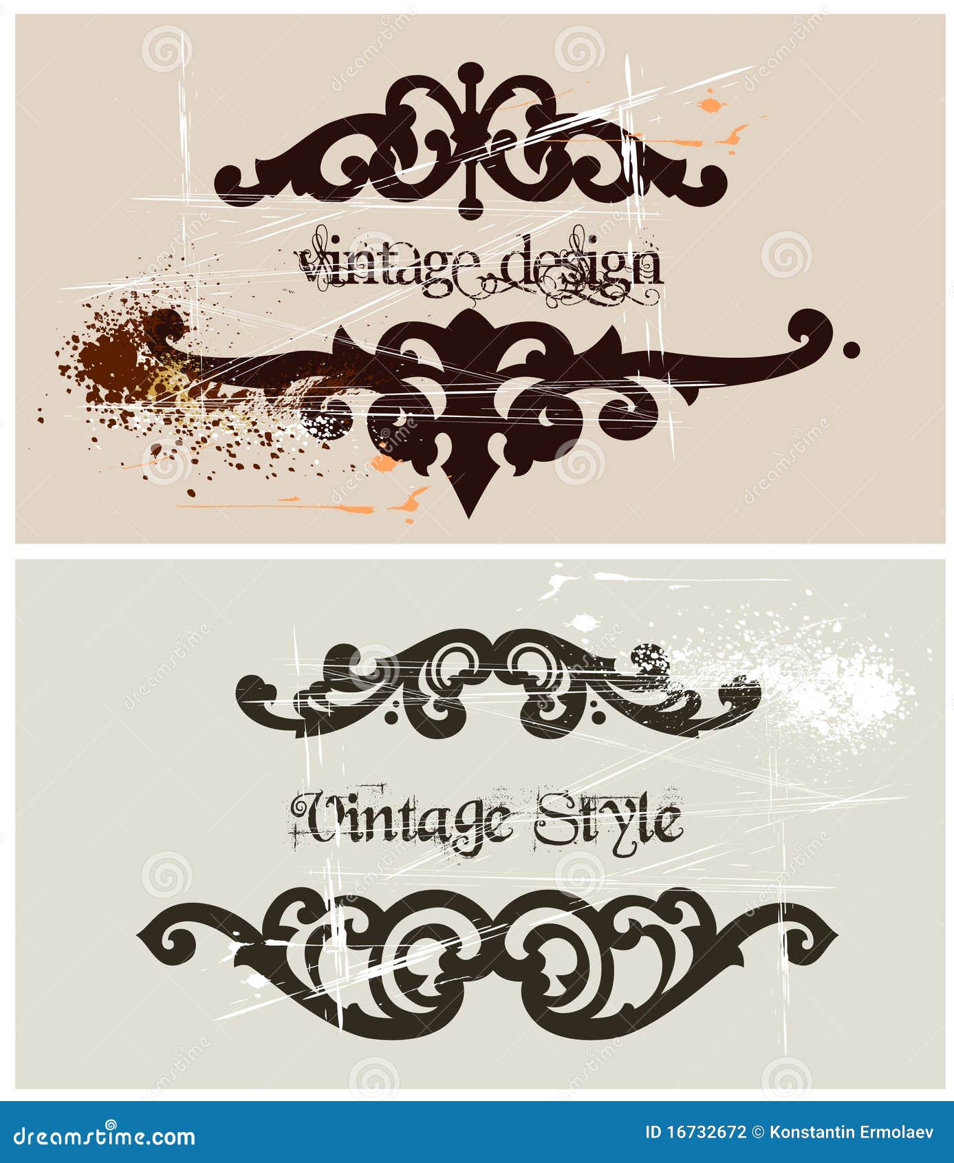 Two Vintage Template Frame. Vector Stock Illustration - Illustration of ...