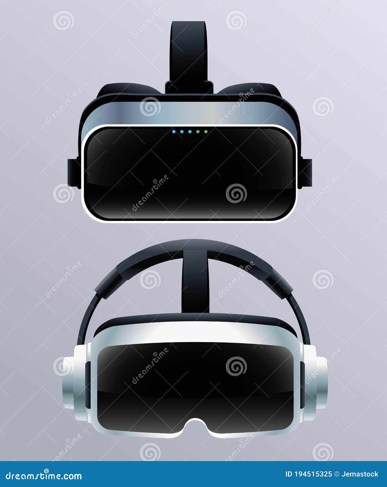 Two Virtual Reality Masks Accessories with Gray Background Stock Vector ...