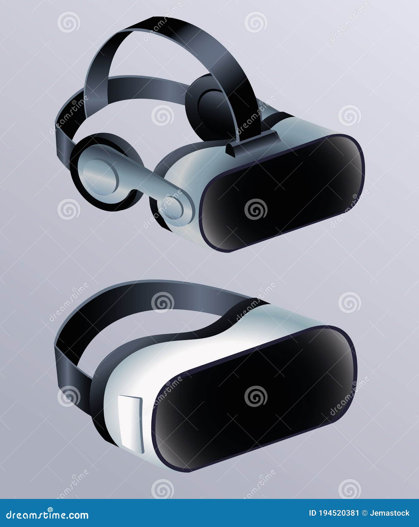 Two Virtual Reality Masks Accessories with Gray Background Stock Vector ...