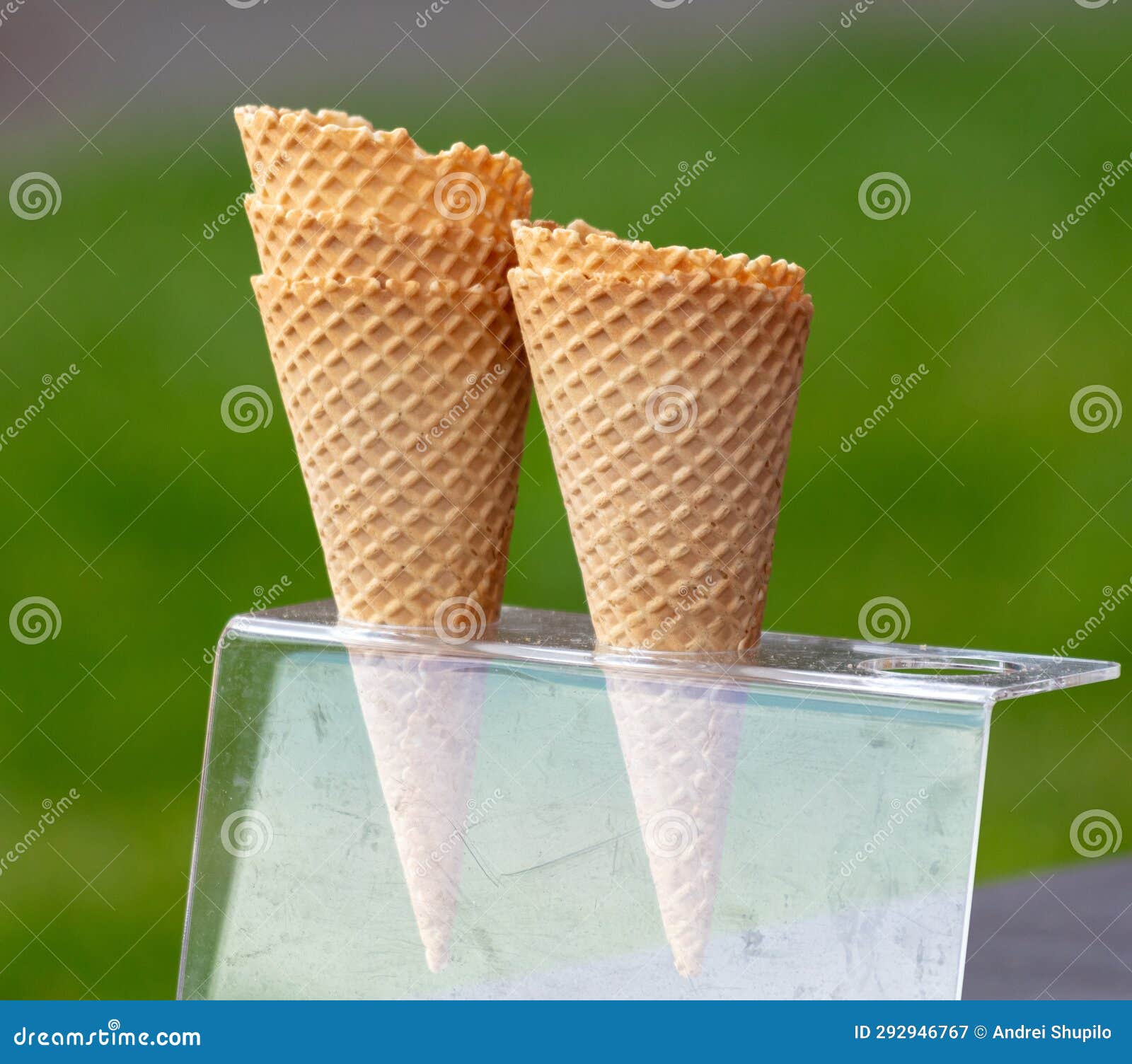 Two waffle ice cream cones stock image. Image of scoop - 292946767