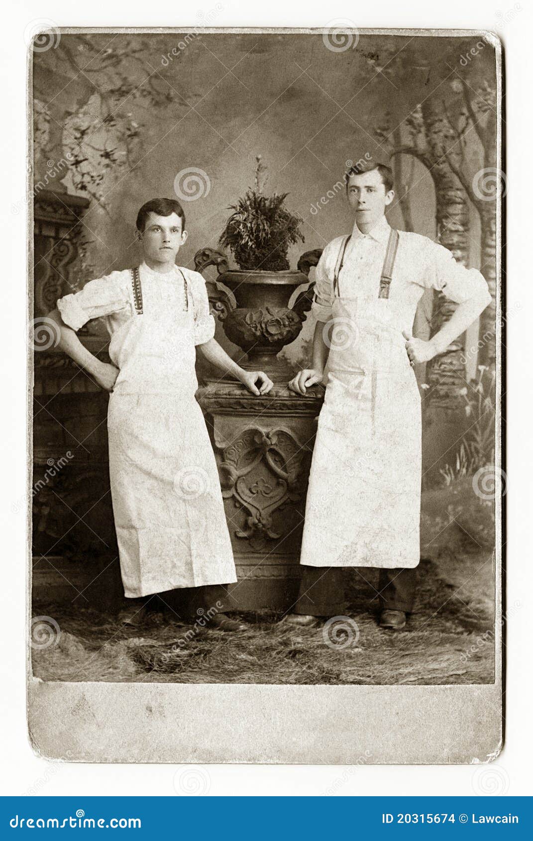 Two Waiters or Bakers stock photo. Image of aprons, photograph - 20315674