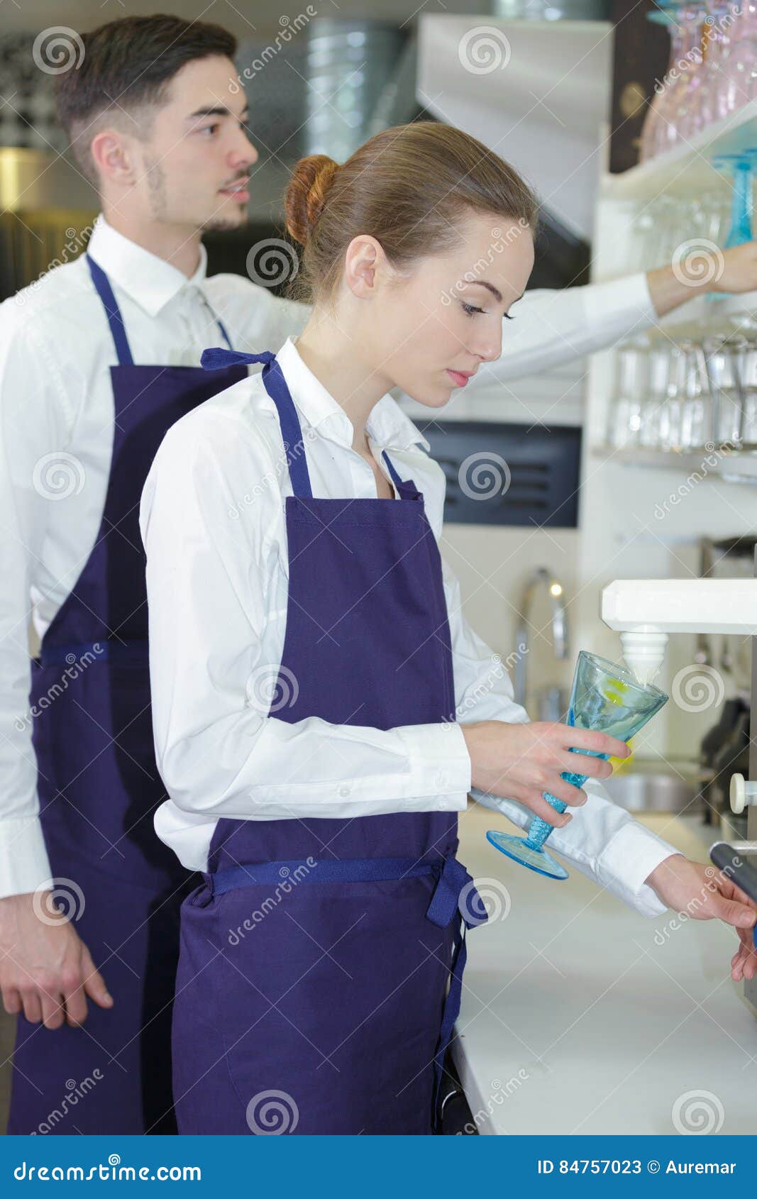 Two Waiters Working in Cafe Stock Image - Image of caucasian, team ...