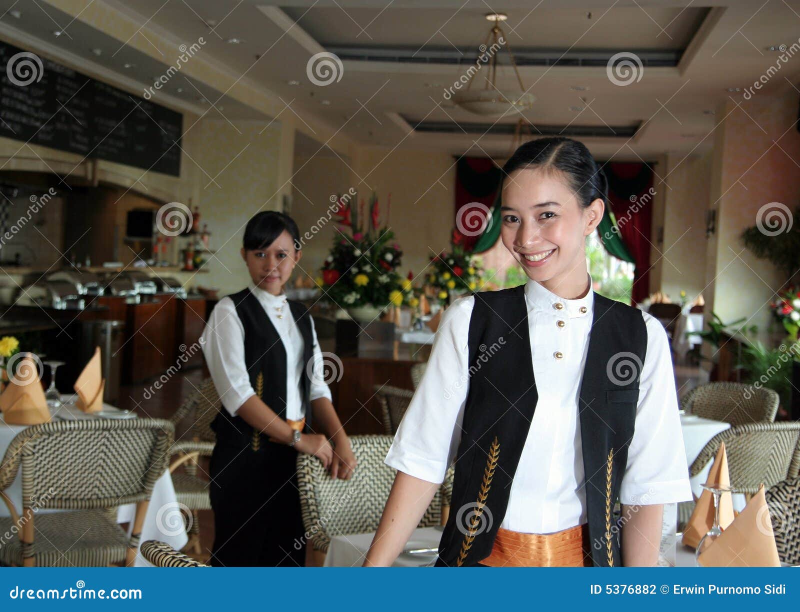 Two waitress at work stock photo. Image of hotel, work - 5376882