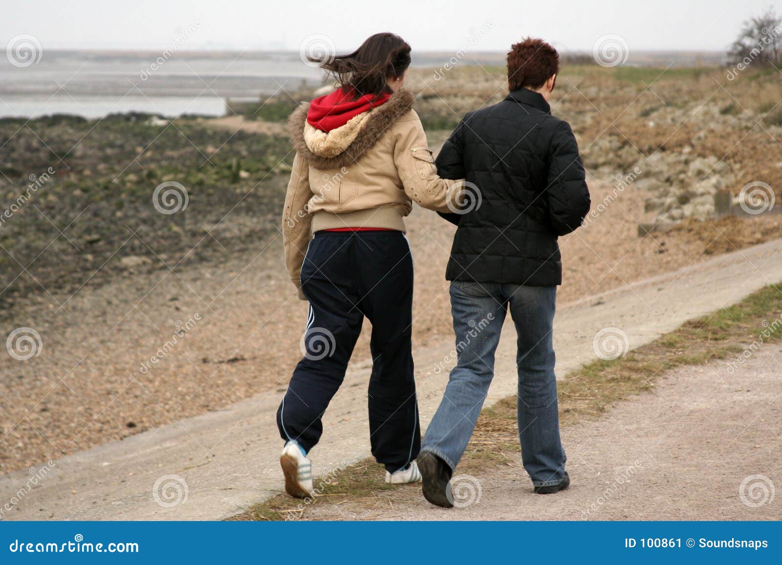 Two walkers on footpath stock image. Image of family, coastline - 100861
