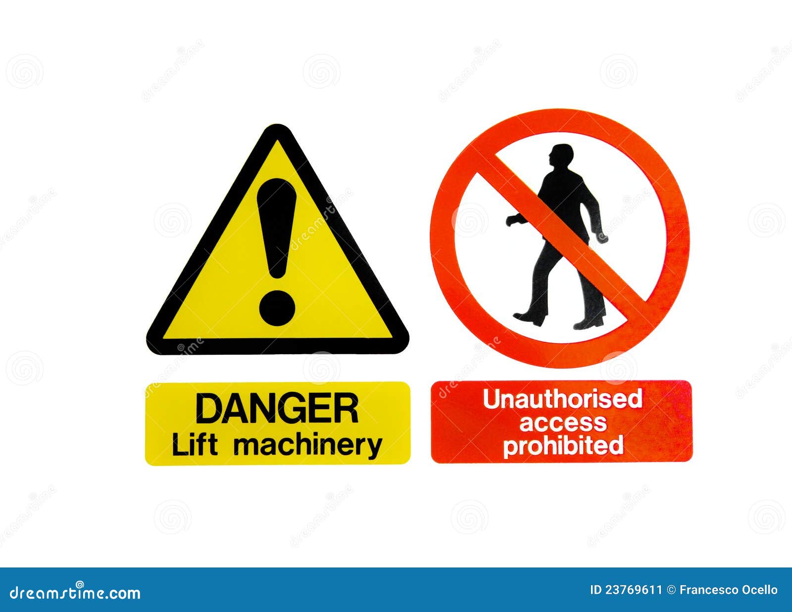 Two Warning Hazard Signs stock image. Image of forbidden - 23769611