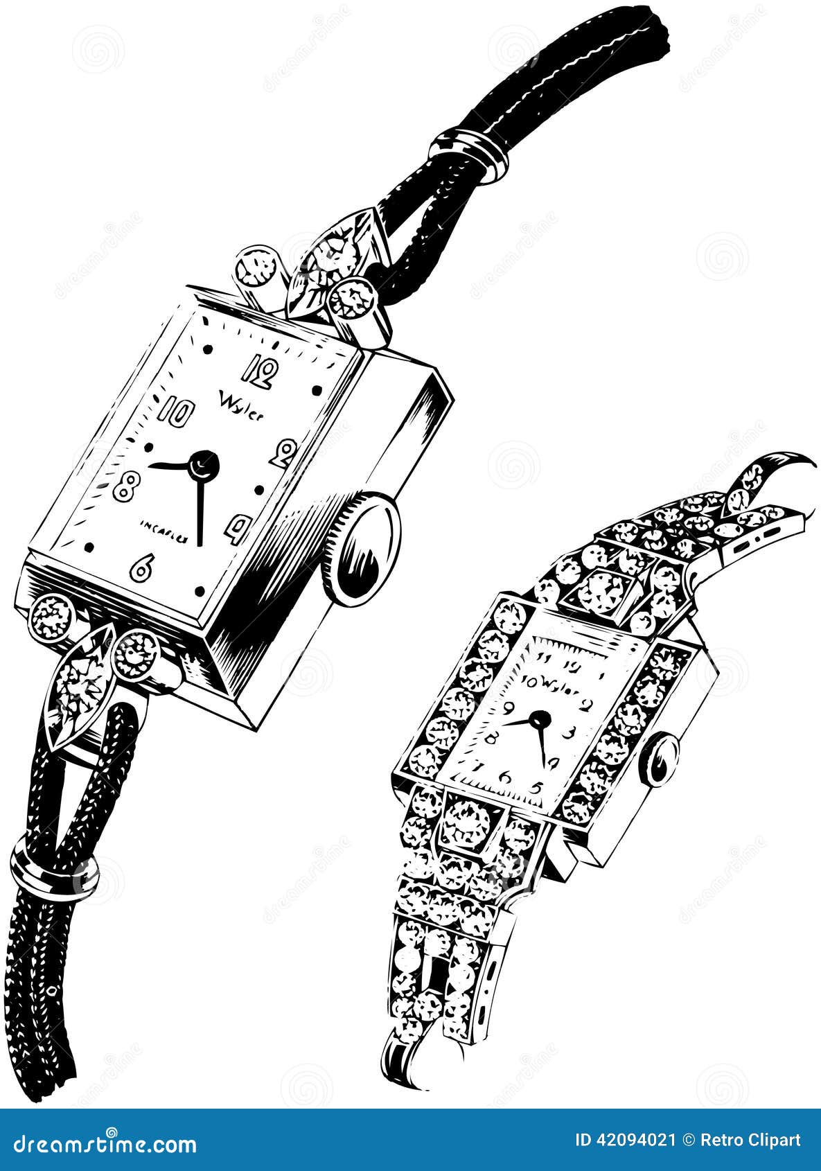 Two Watches stock vector. Illustration of watchbands - 42094021