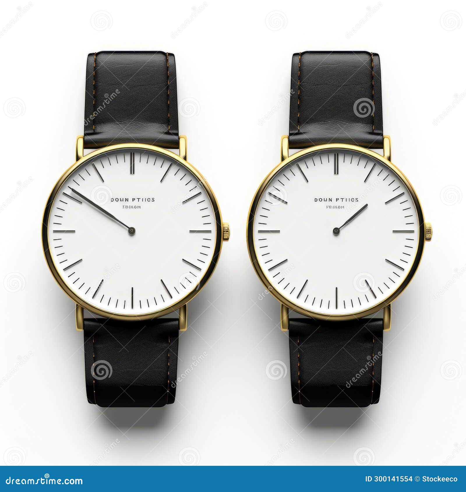 Rydercohen Plain White and Gold Watches with Black Leather Straps Stock ...