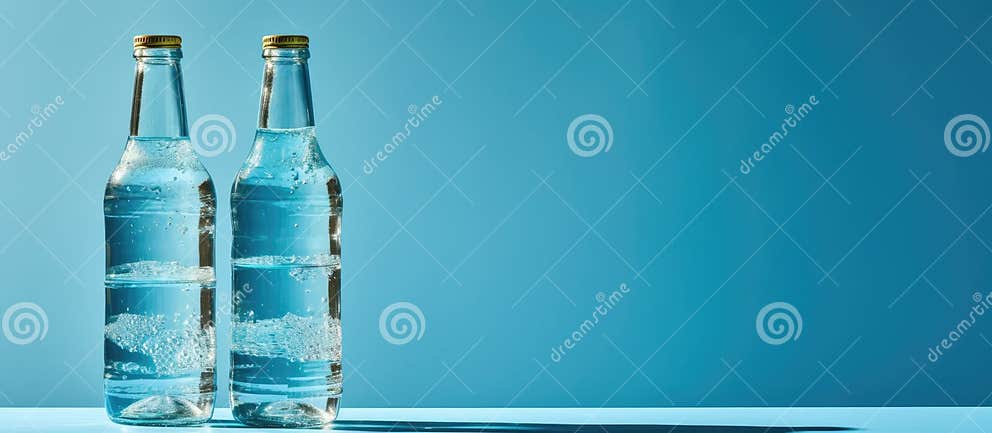Two water bottles on table stock photo. Image of still - 312255344