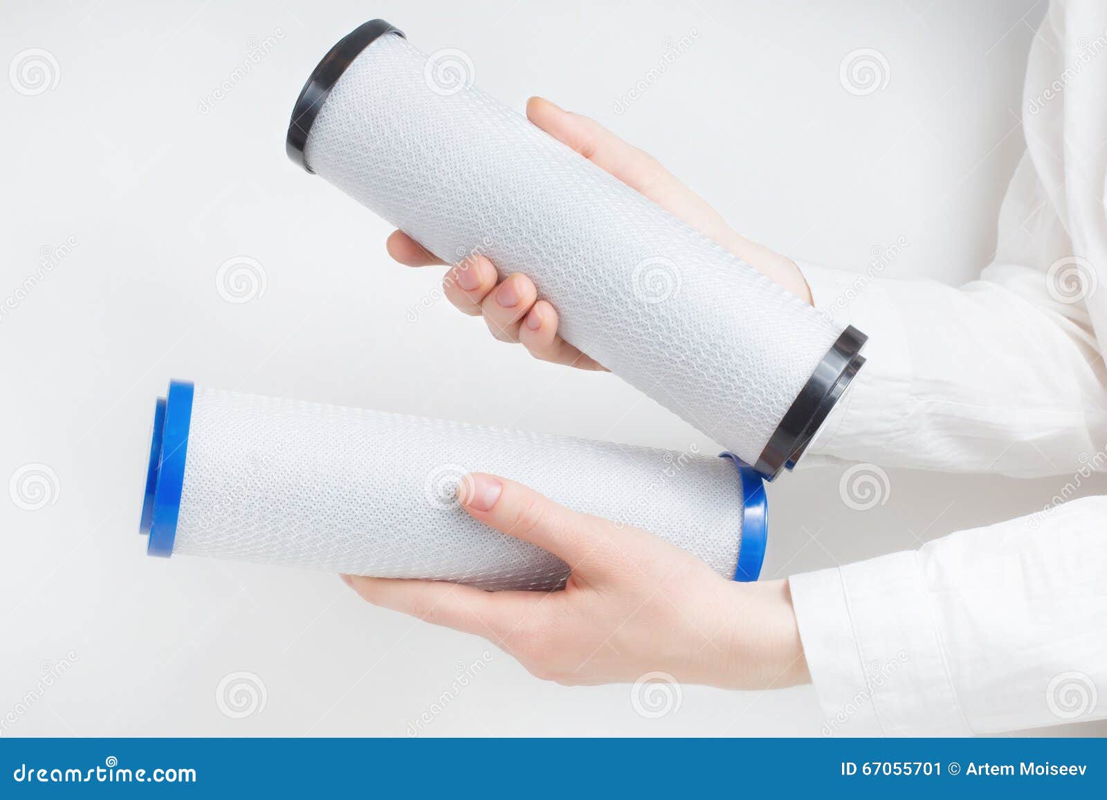 Two Water Filter Cartridges in Human Hands Stock Image - Image of ...