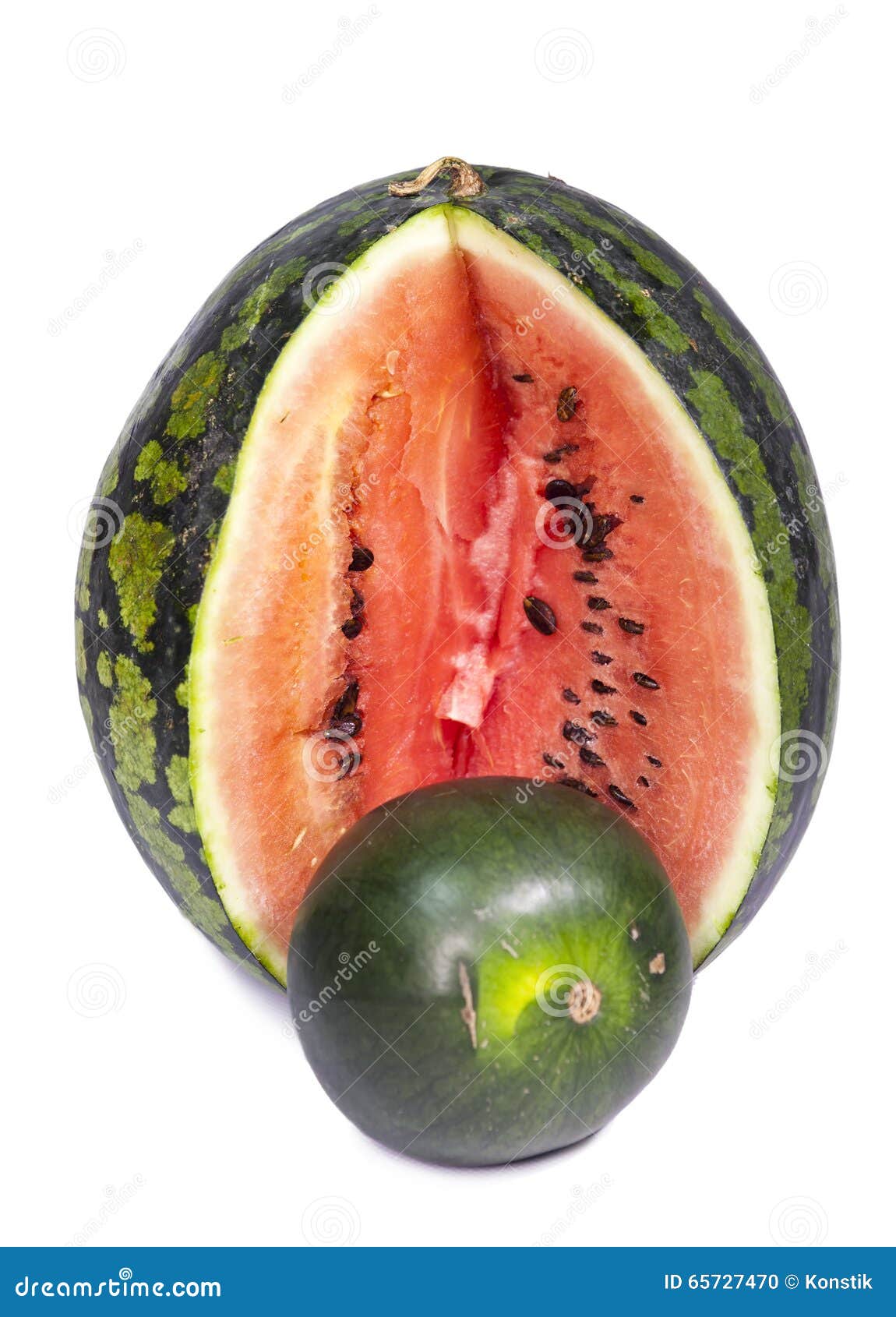 Two Water-melons of Various Grades - Big and Dwarfish,small Depth of ...