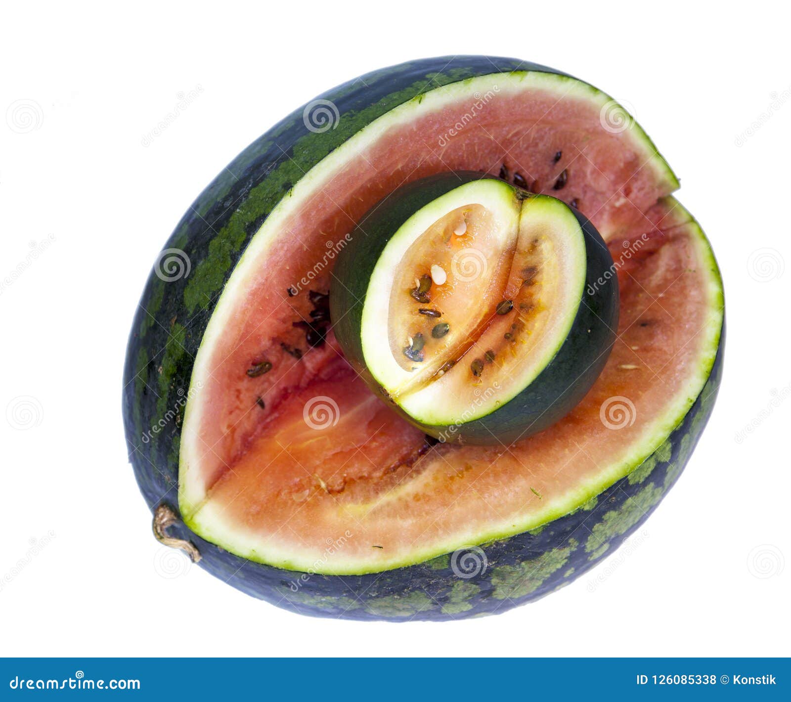 Two Water-melons of Various Grades - Big and Dwarfish Stock Photo ...
