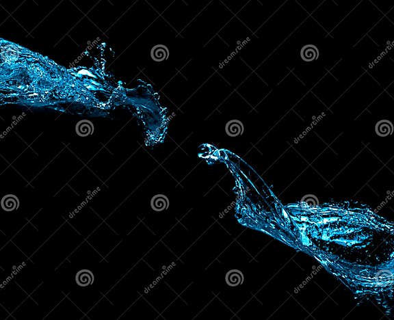 Two Water Splash Isolated on Black Background Stock Image - Image of ...