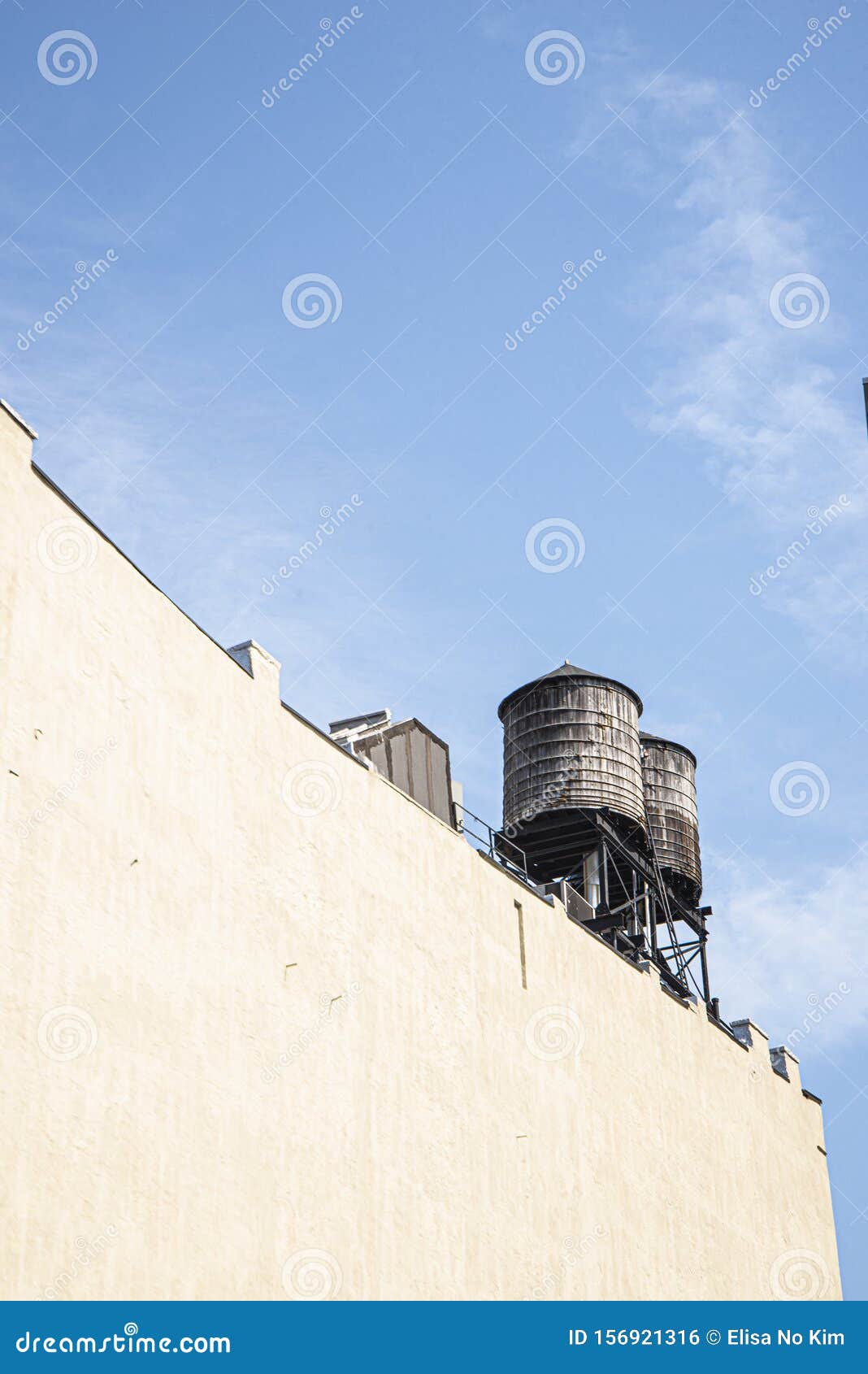 Two Water Towers in New York Stock Photo - Image of minimal, copy ...
