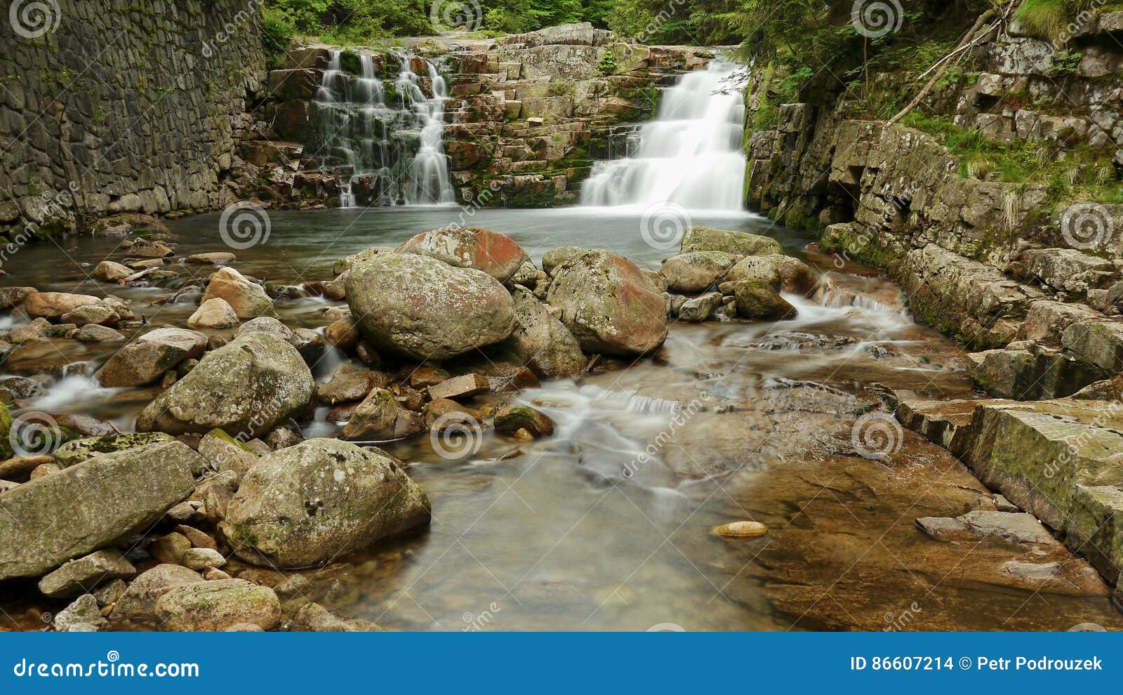 Two waterfalls stock photo. Image of double, stream, fall - 86607214