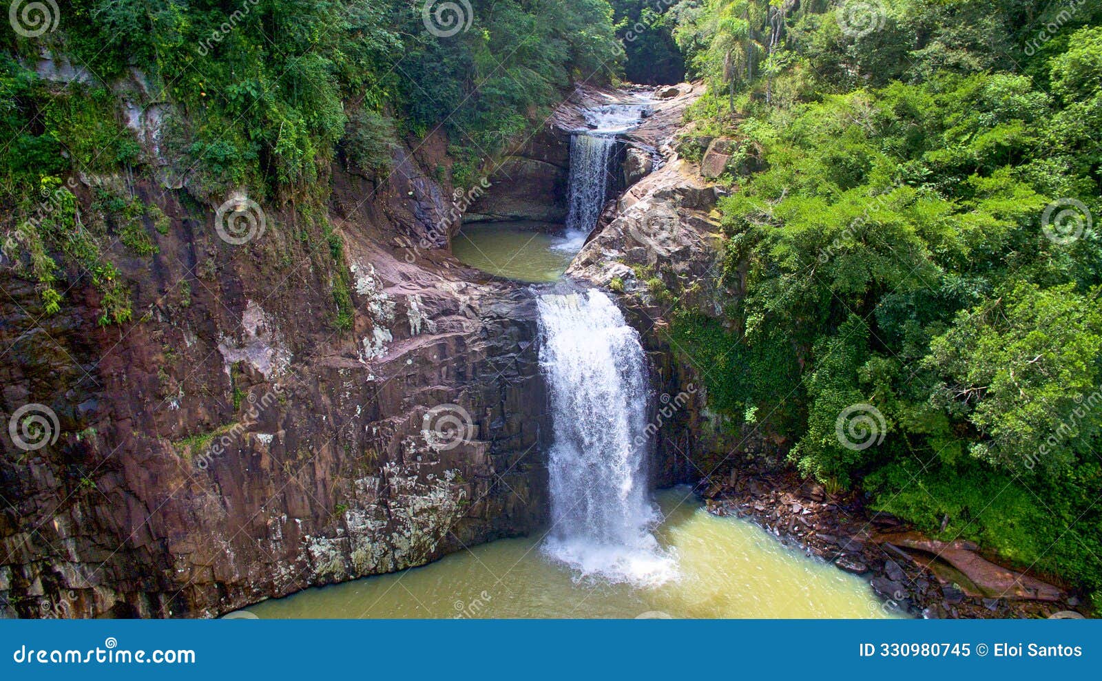 Two Waterfalls in the Forest Stock Image - Image of cliff, terrain ...