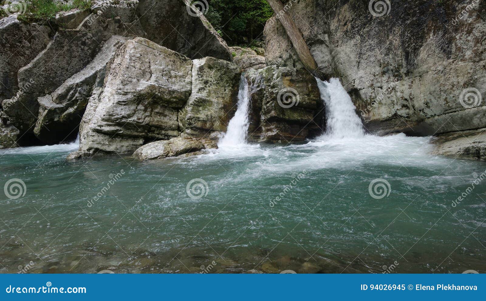 Two Waterfalls on the Rocks Stock Image - Image of nature, waterfall ...