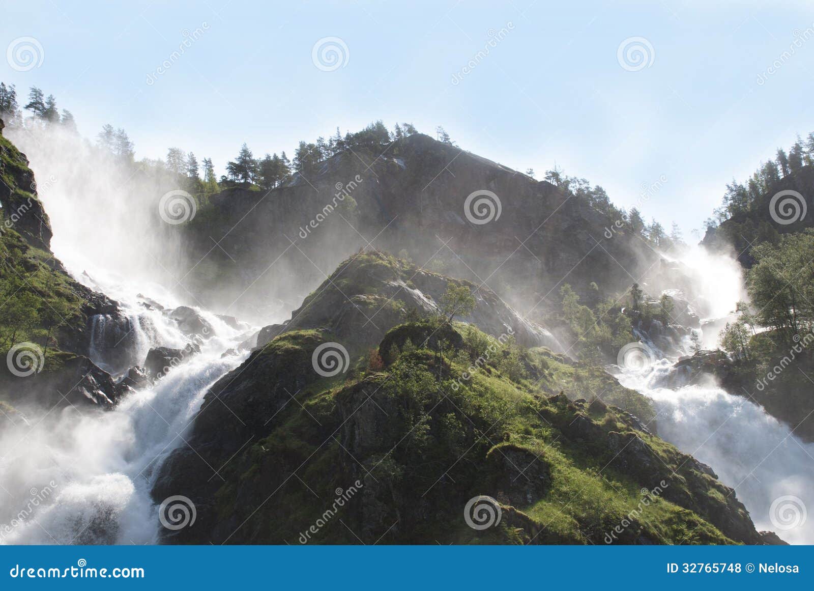 Two waterfalls stock photo. Image of landscape, rock - 32765748
