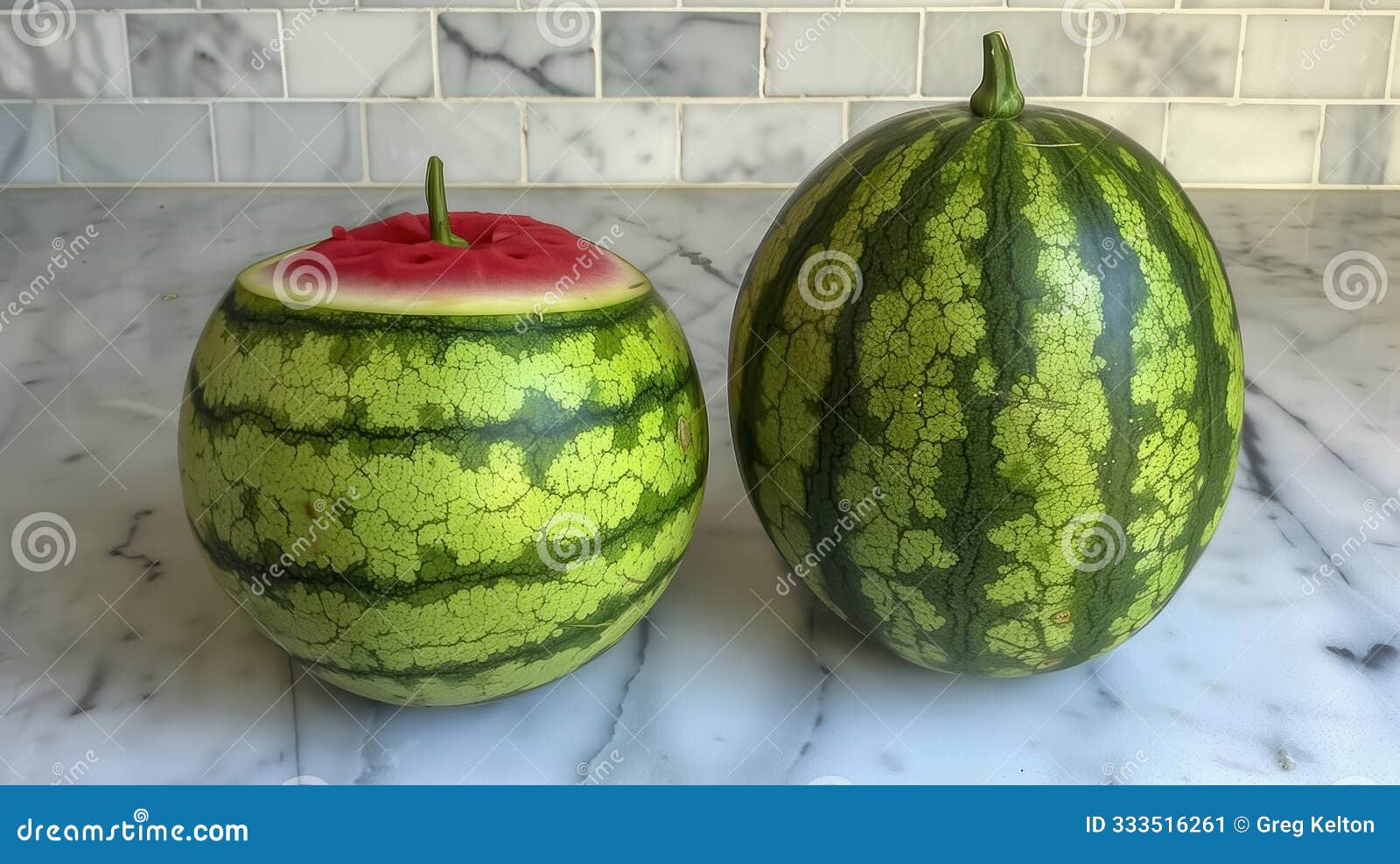 Two Watermelons on a Marble Counter Top Stock Illustration ...