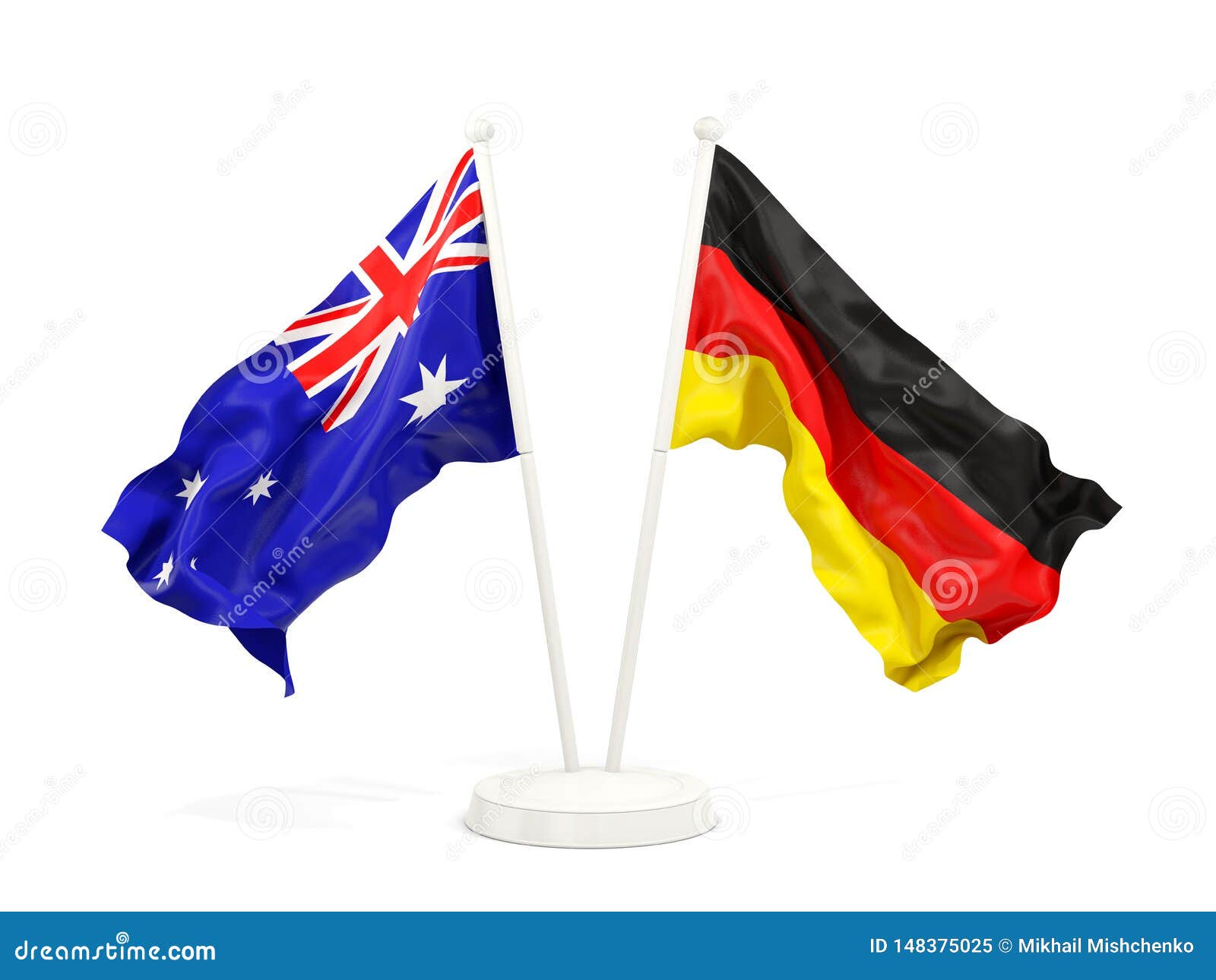 Two Waving Flags of Australia and Germany Isolated on White Stock ...