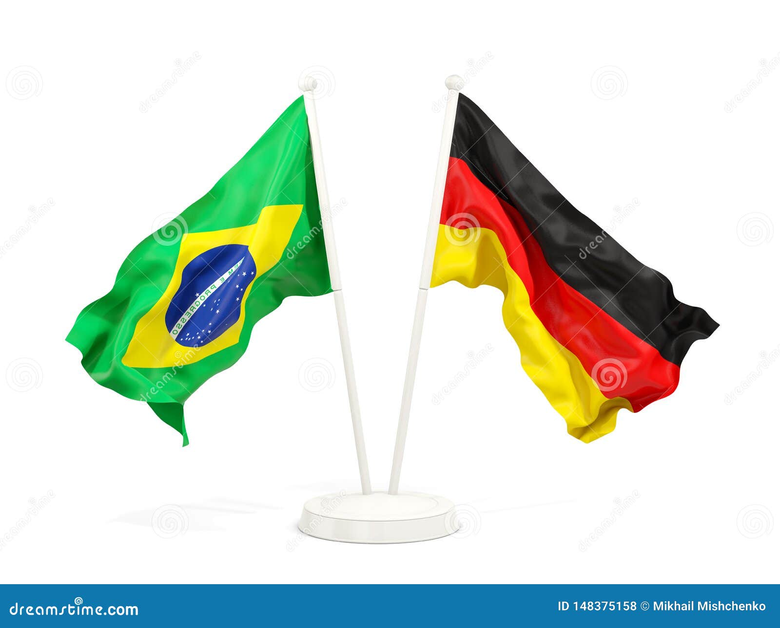 Two Waving Flags of Brazil and Germany Isolated on White Stock ...