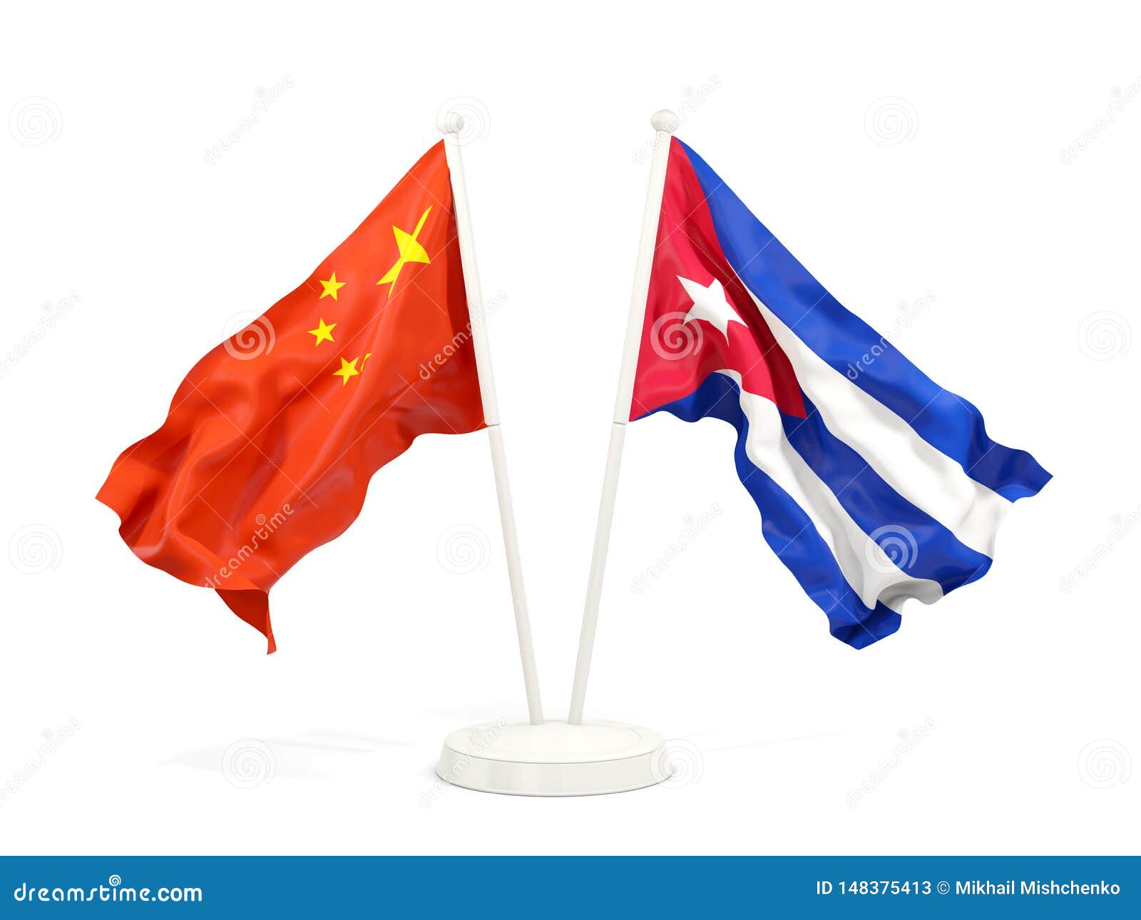 China Vs Cuba, Cuban Smoke Flags Placed Side By Side. Thick Colored ...