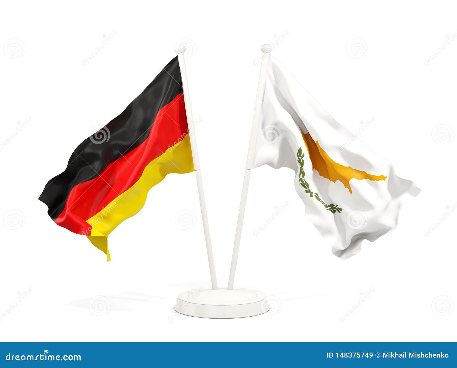 Two Waving Flags of Germany and Cyprus Isolated on White Stock ...