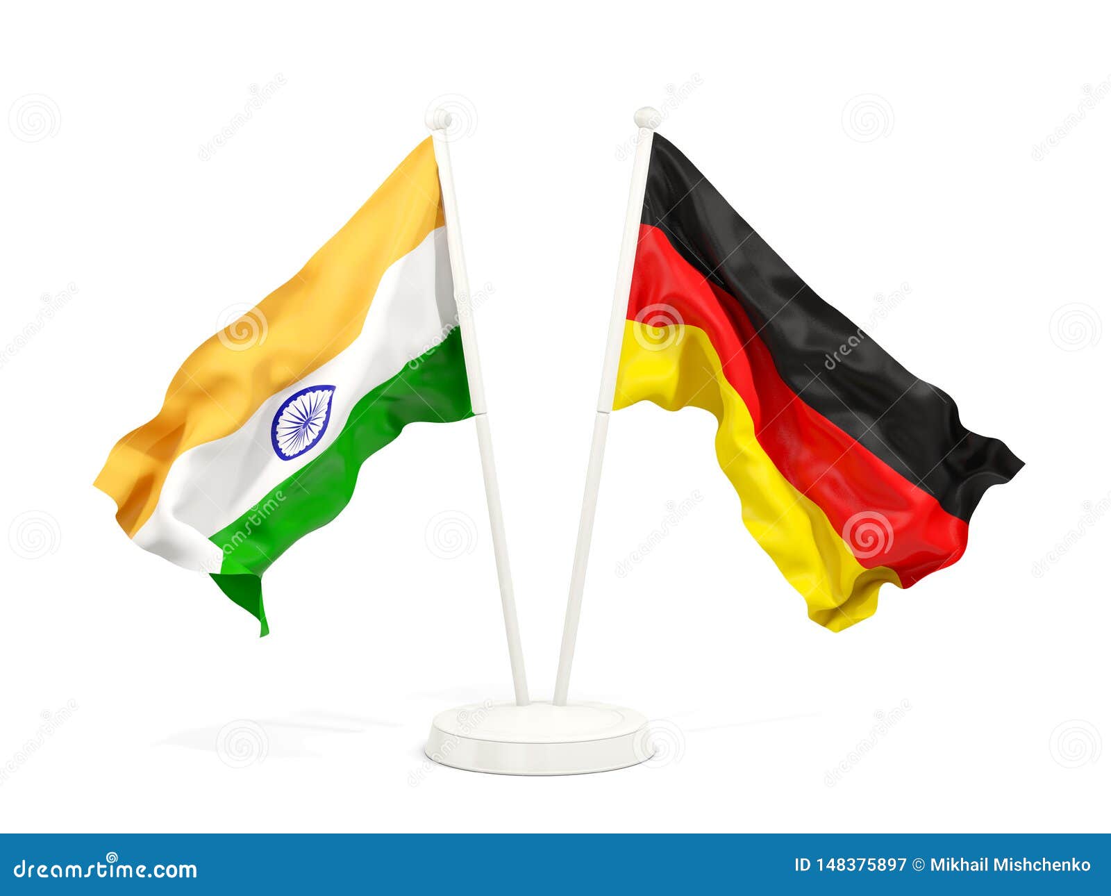 Two Waving Flags of India and Germany Isolated on White Stock ...